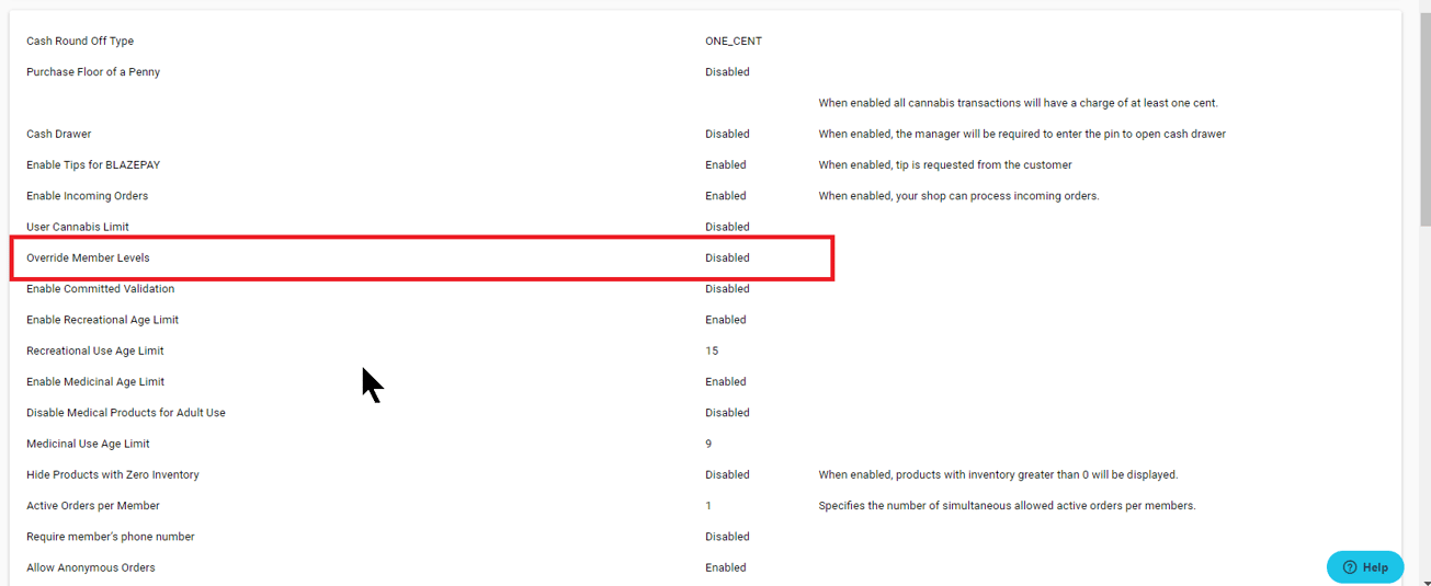 Retail | Override Limits on Member Level (Metrc)